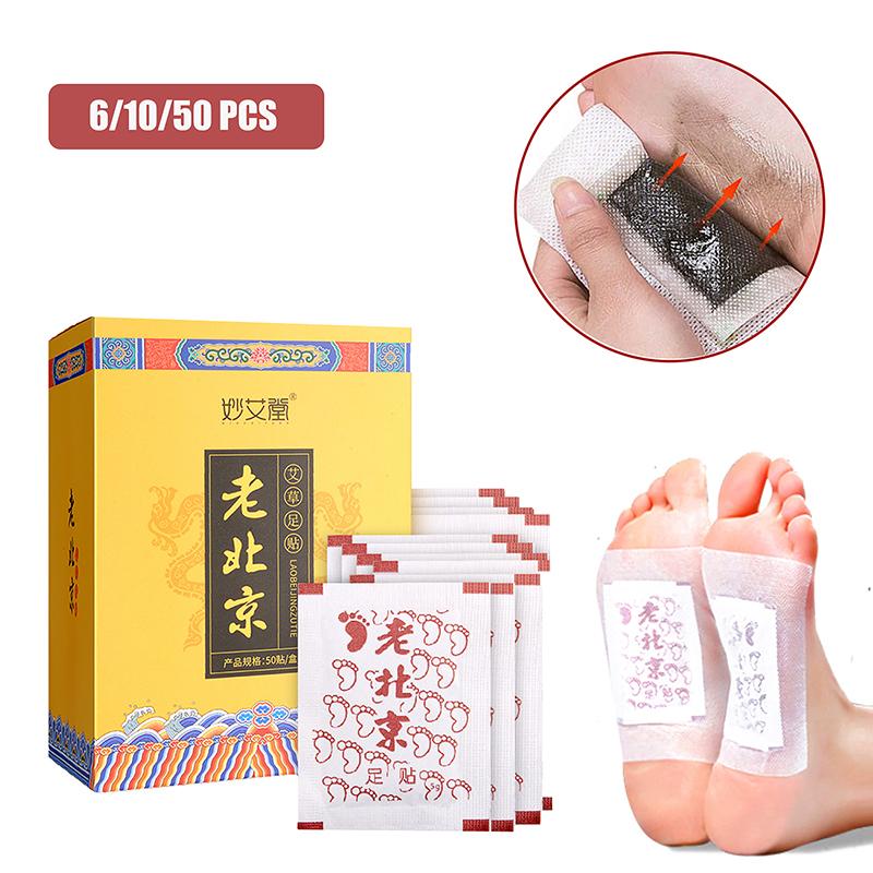 Buy 6/10/50Pcs Ginger Wormwood Foot Patch Anti-Swelling Detox Relief ...