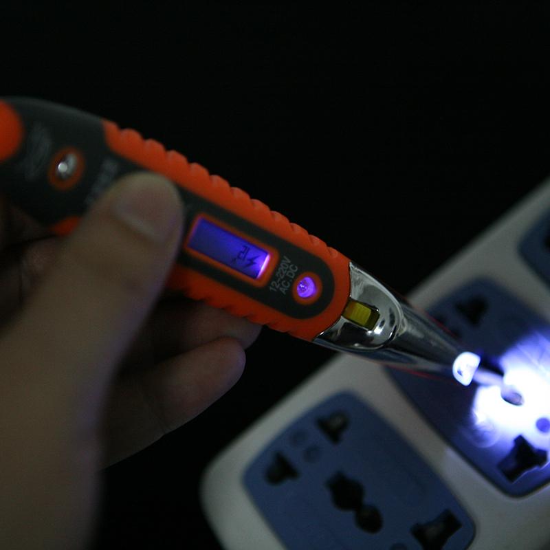 Buy 12-220V AC DC Digital Voltage Detector Pen Tester LED Light ...
