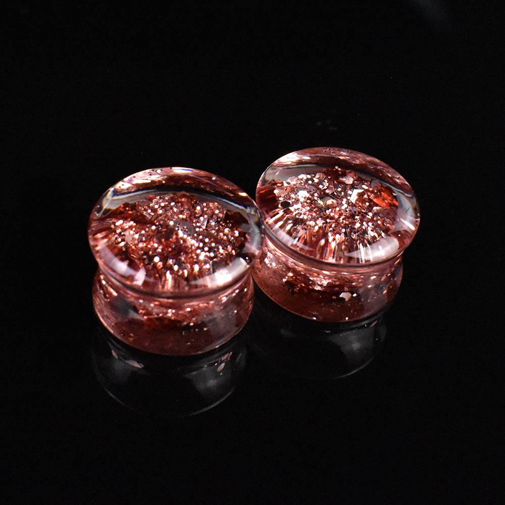 Cheap 2Pcs Metallic Sequins Acrylic Ear Tunnels Plugs Double Flared Ear ...