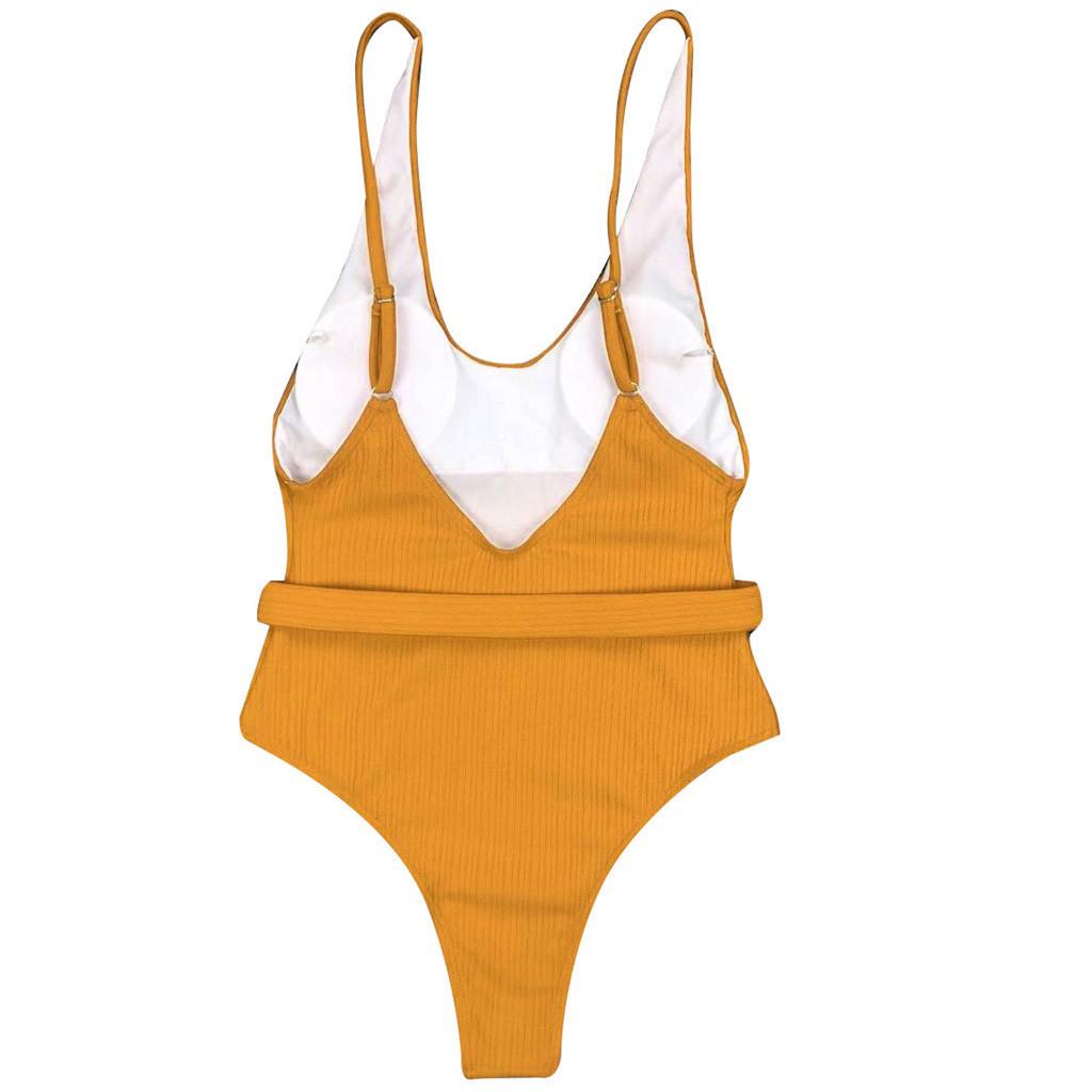 Buy Women Fashion Pure Color Push-Up Padded Bra Beach Bikini One Piece ...