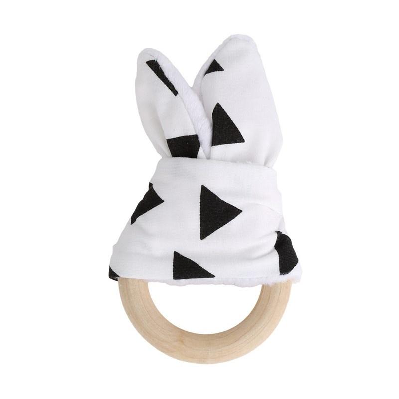 Buy Baby Teething Ring Teether Natural Wood Circle With Fabric Wooden ...