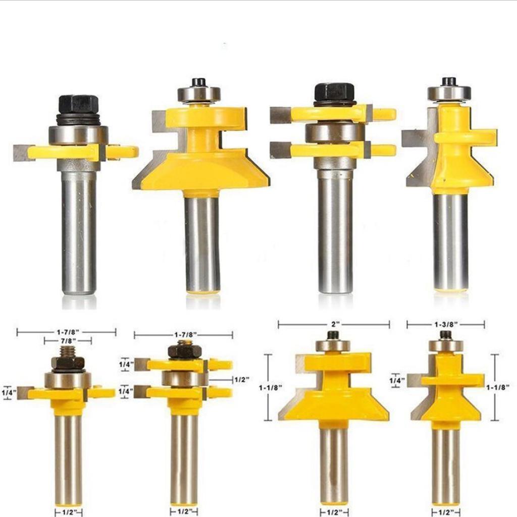 Buy 4Pcs Alloy Tongue& Groove T-notch Router Bit Set 1/2" Shank ...