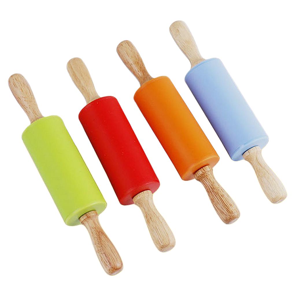 Buy Silicone Rolling Pins Dough Pastry Roller Wooden Handle Silicone ...