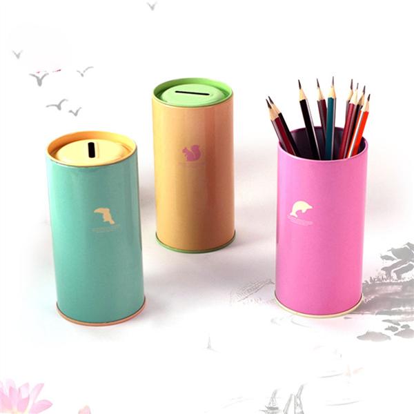 Buy 1pcs Metal Cylinder Piggy Bank Creative Coin Bank Money Holder ...