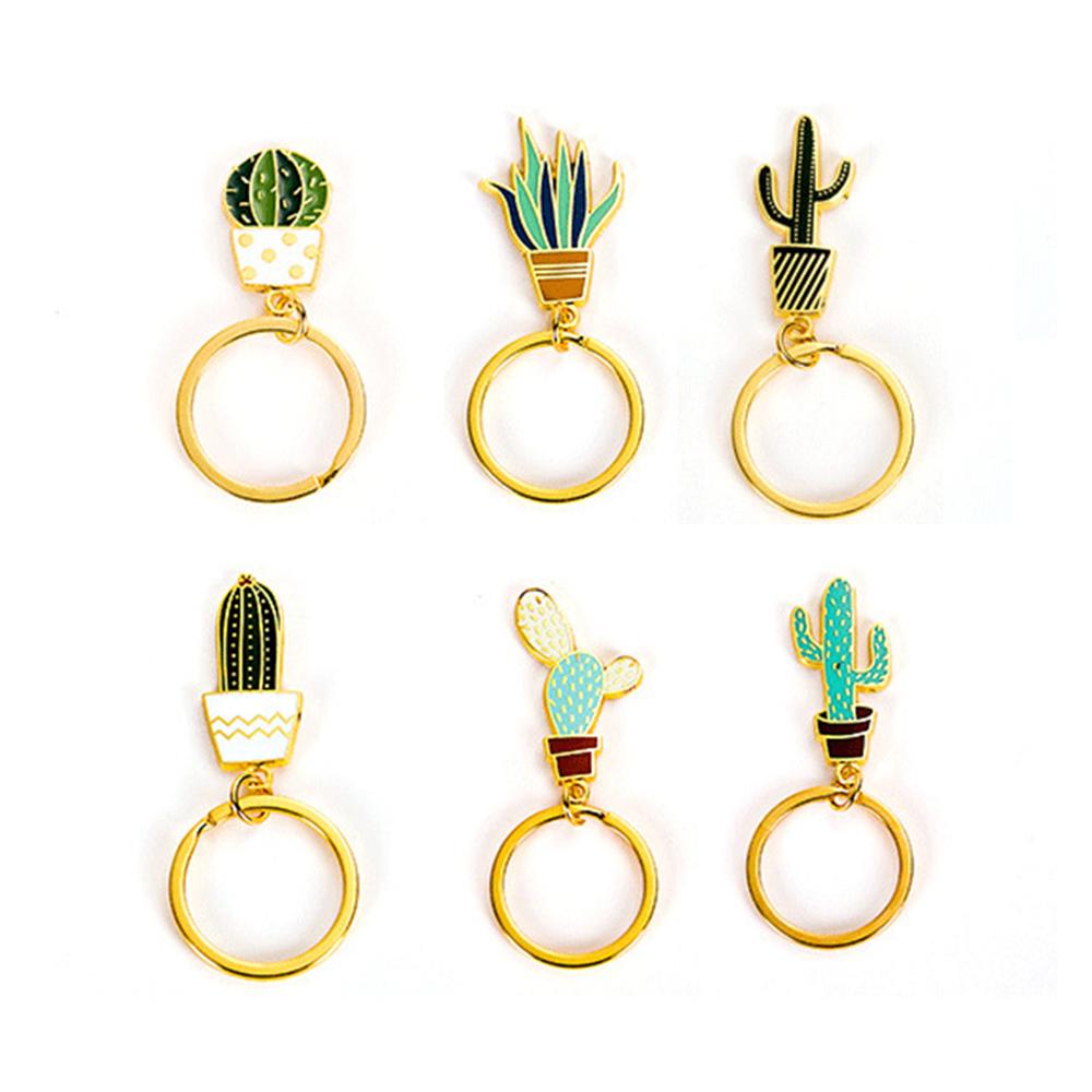 Buy 2 Pcs Creative Cartoon Cute Cactus Potted Plant Car KeyChain Key ...