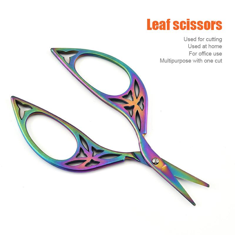 Buy Stainless Embroidery Pattern Leaves Work Shears Sewing DIY for ...