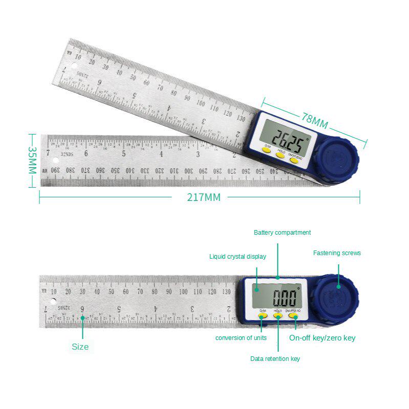 Buy Two-in-one Digital Display Angle Ruler Angle Meter Horizontal Ruler ...