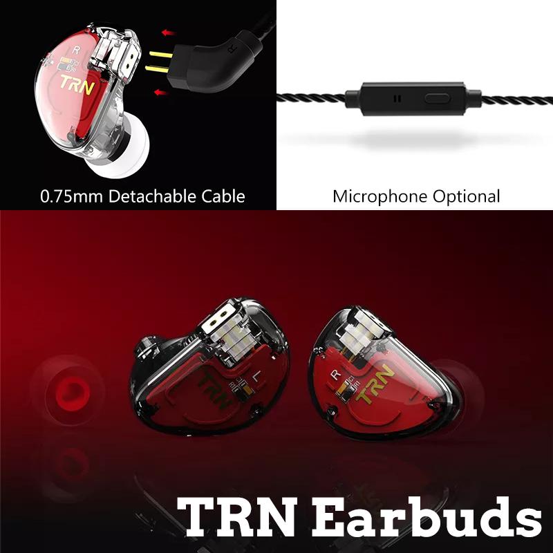 TRN Hifi Earbuds Dual Balanced Armature Dynamic Drivers In-ear Earphone ...