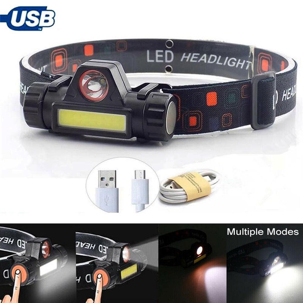 Buy LED Headlight USB Rechargeable Flashlight Mini Headlamp Head Light ...