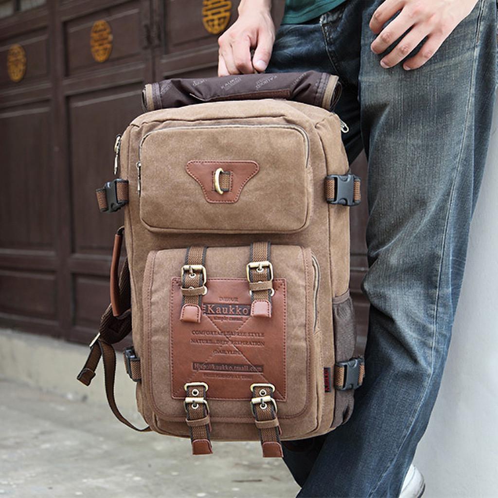 Buy Men Dual Use Knight Bag Handbag Canvas Bag Retro Fashion Backpack ...