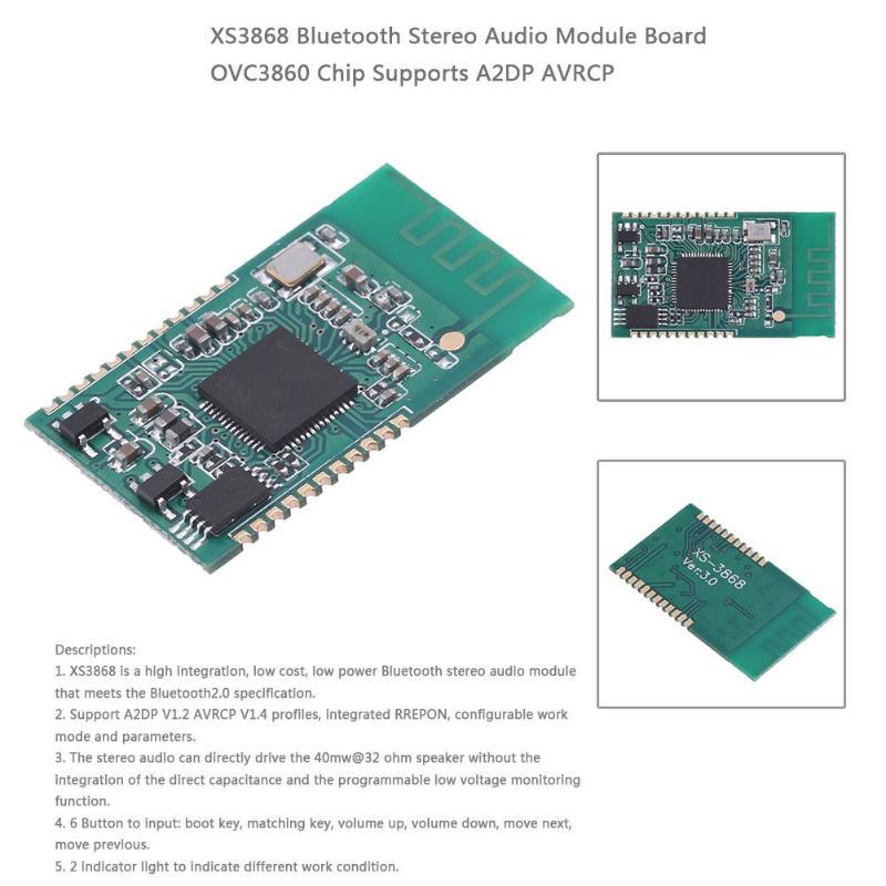 Buy XS3868 Bluetooth Stereo Audio Module Board OVC3860 Chip Supports A2DP AVRCP at affordable ...