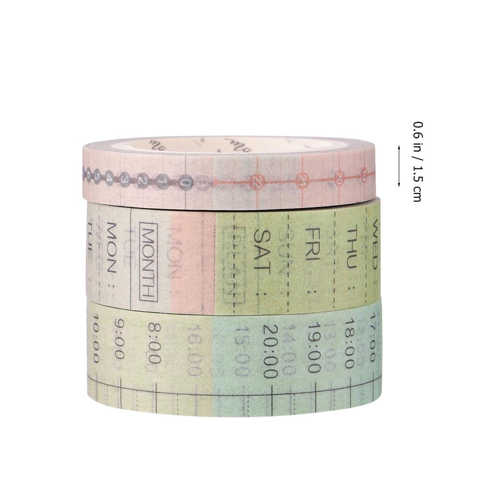 Buy 3Pcs Timeline Tape Weekly Date Hourly Plan Washi Tape Efficiency ...