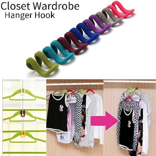10pcs Creative Mini Flocking Clothes Hanger Hook Closet Wardrobe ...