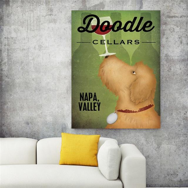 Buy Black Dog Pug Labrador Drink Vin Beer Vintage Posters and Prints ...