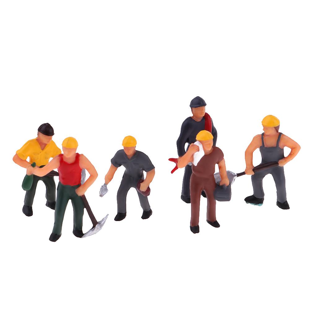 6 Pieces 1/87 HO Scale Painted Model People Workers Characters Figures ...