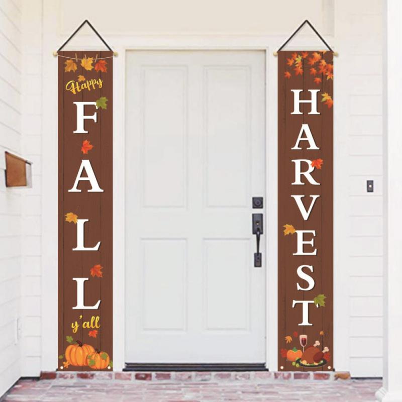 Buy Thanksgiving Porch Sign Door Hanging Banner Flag Welcome Quote ...