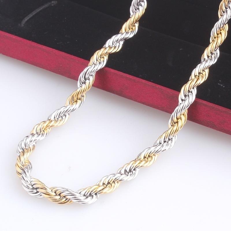 Buy Width 6mm length 60cm gold and silver Hemp flowers chains 316L ...
