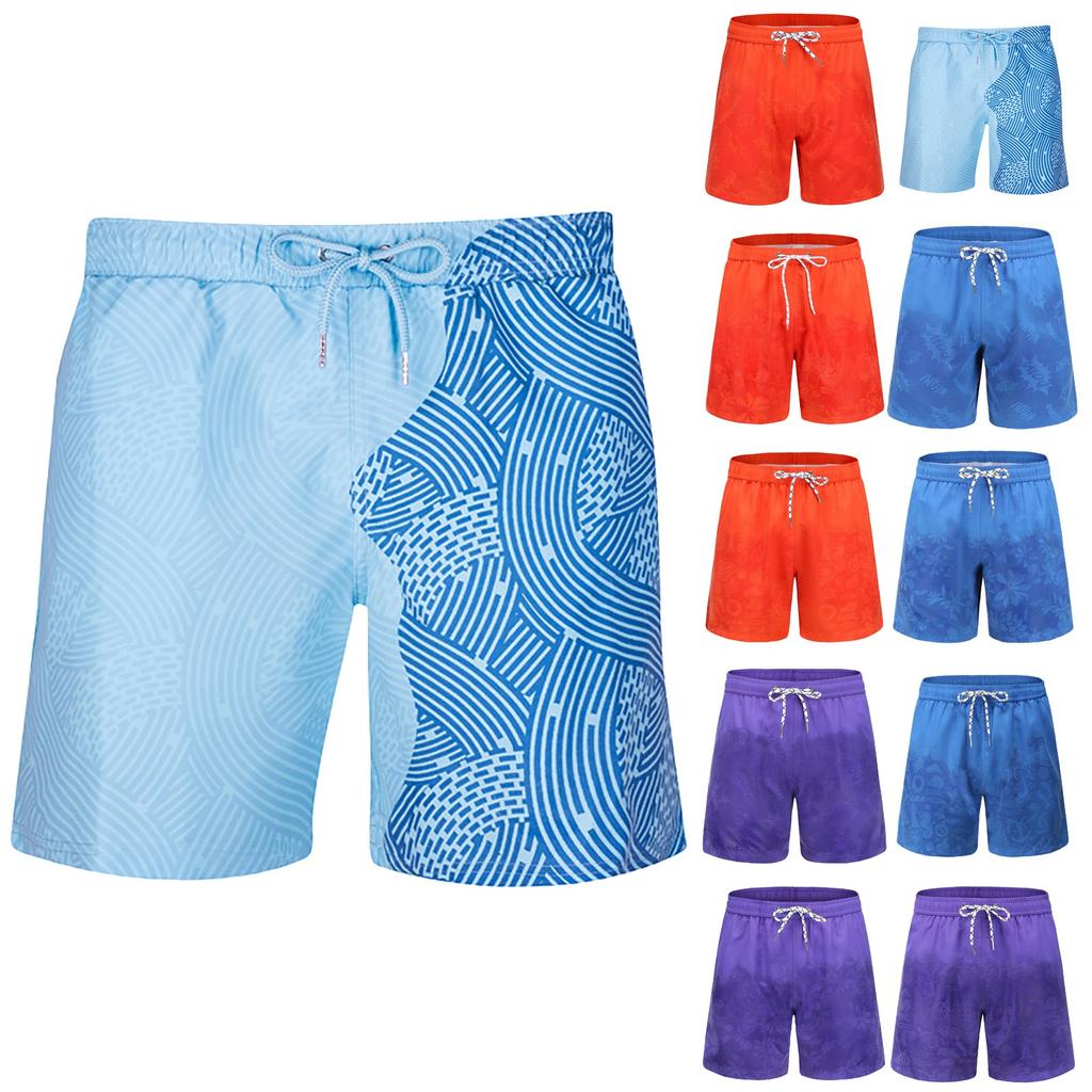 Buy Men's Water Color Change Swim Trunks Beach Trunks Warm Color Change ...