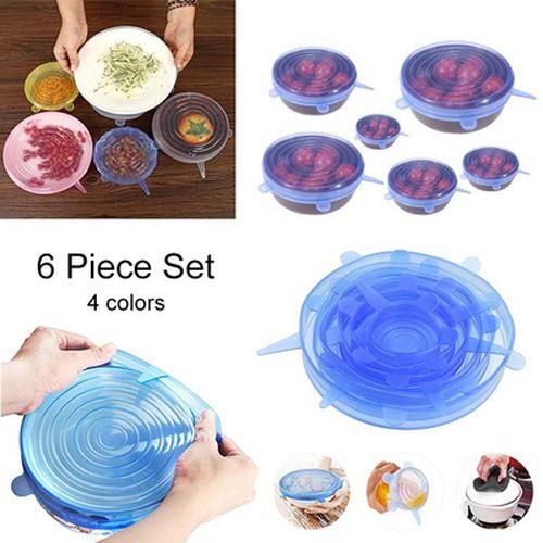 Buy 6 Pcs Reusable Silicone Food Pot Lid Bowl Covers Wrap Stretchable ...