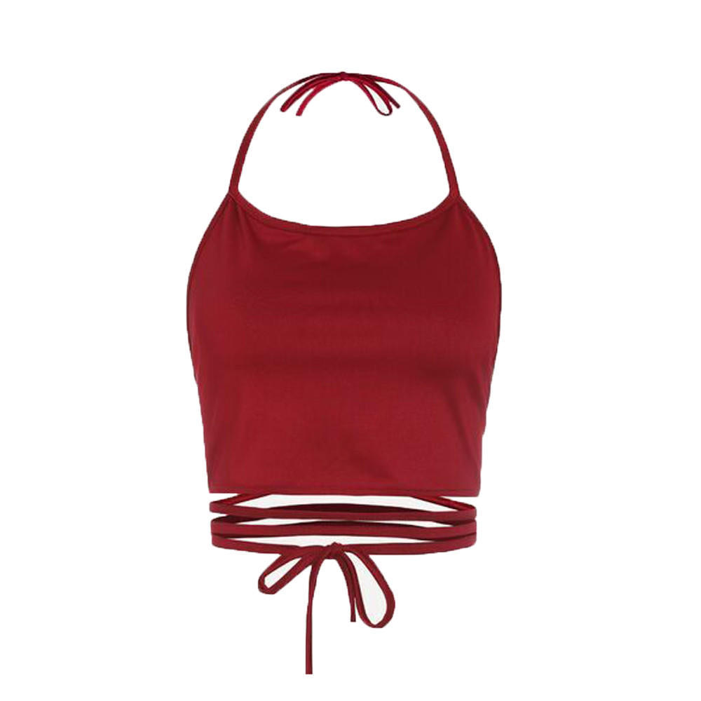 Buy Women Sleeveless Backless Vest Halter Tank Tops Blouse T-Shirt at ...