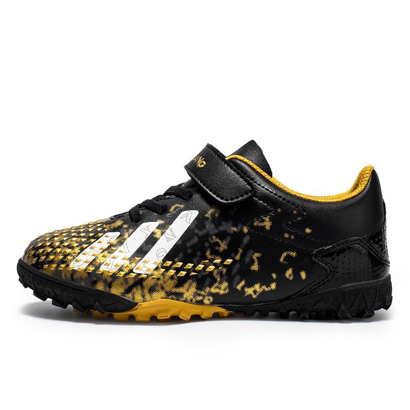 Buy 29-37 Black Children Soccer Boots Velcro Indoor Training Kids Shoes ...