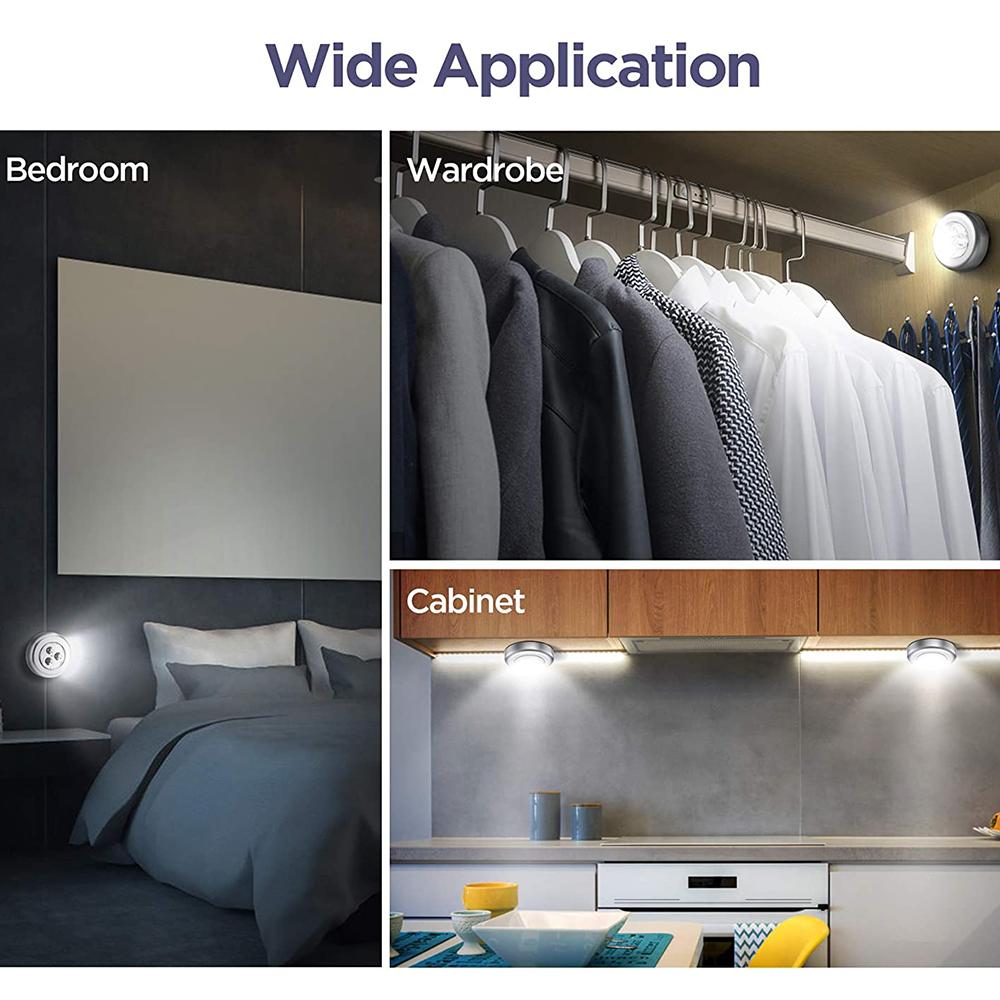 Buy 3LED Wardrobe Touch Light Lamp Battery Powered Home Kitchen Under ...