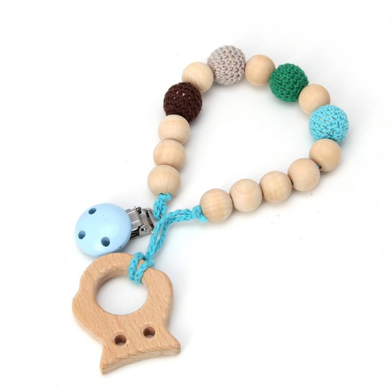 Buy Baby Wood Pacifier Clip Pendant Nature Wooden Teething Chewable ...