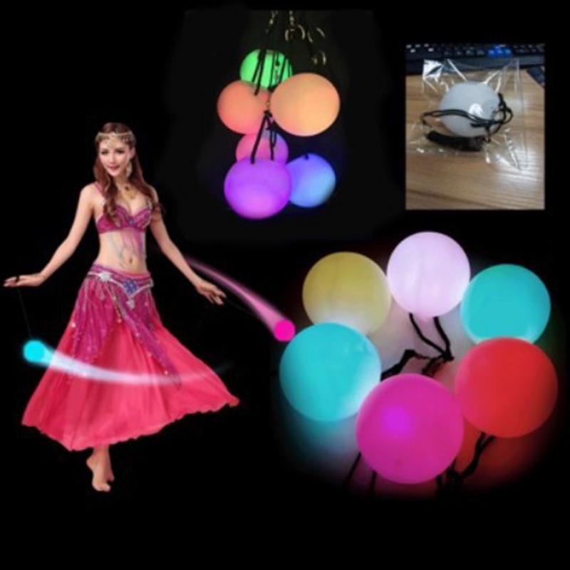 Flashing Glow LED Ball POI Thrown Balls Handball Up For Belly Dance ...