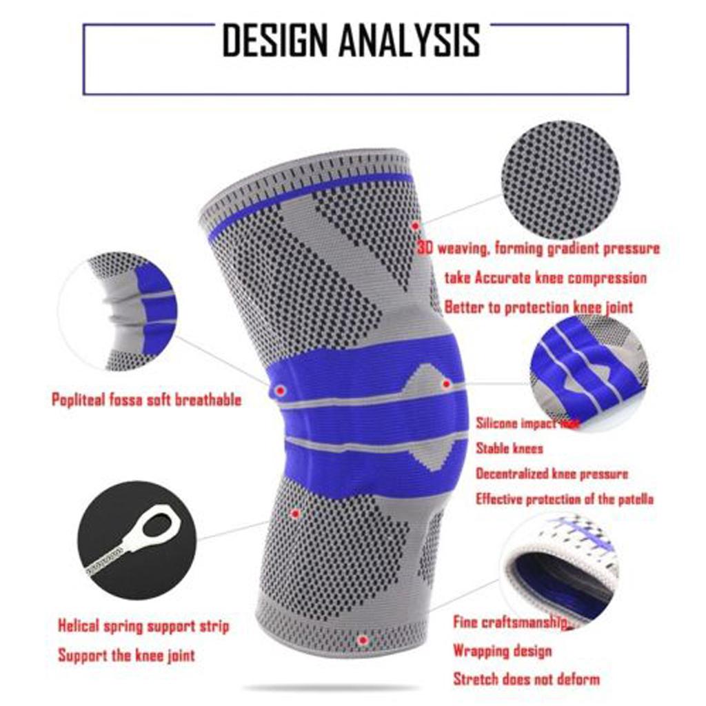Buy Silicone Spring Full Knee Brace Strap Patella Medial Support Strong ...