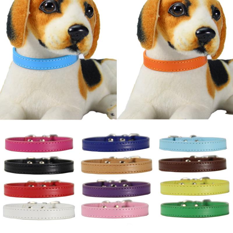 Buy 1PC PU Leather Pet Collars Solid Soft Colorful for Dogs Cats Neck ...