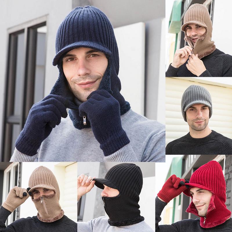 Buy Security Protection Winter 2 In 1 Men Hat Scarf Set Beanie Hat Neck ...