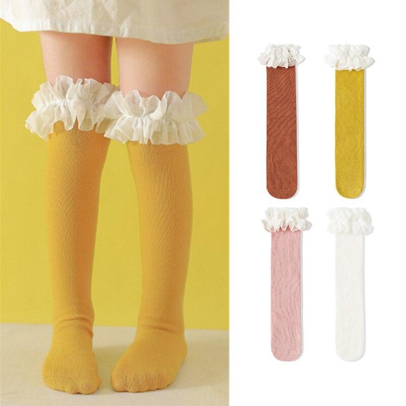 Buy Girls Knee Socks Kids Lace Autumn Winter Keep Warm Breathable Socks ...