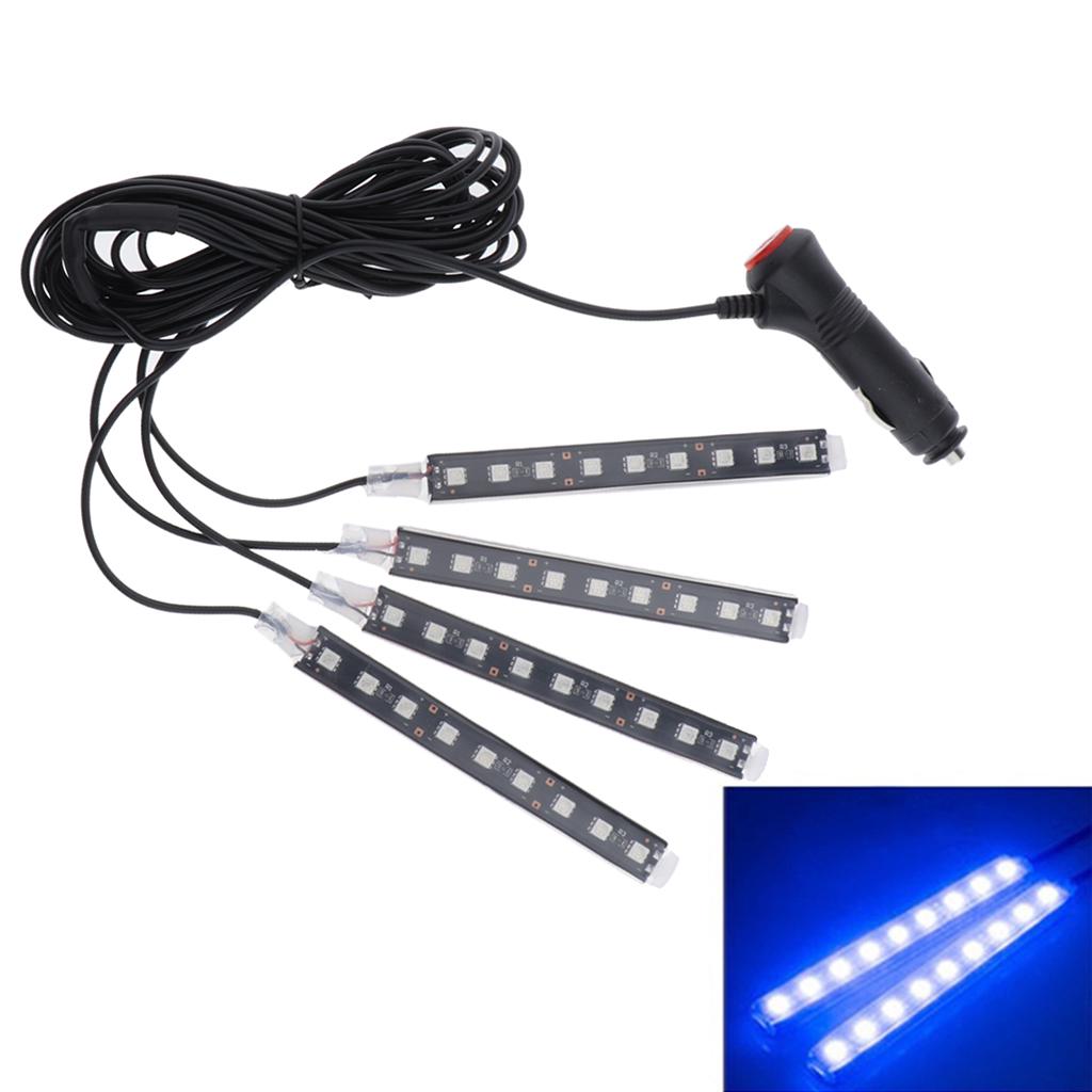 Buy 4 Pieces 9 LED Car Auto Strip Light Decorative Lamps Interior Blue ...
