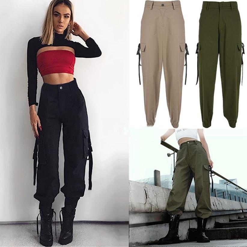 Buy Women's Fashion Casual Hip Hop Streamer Pocket Pants Girls Jeans ...