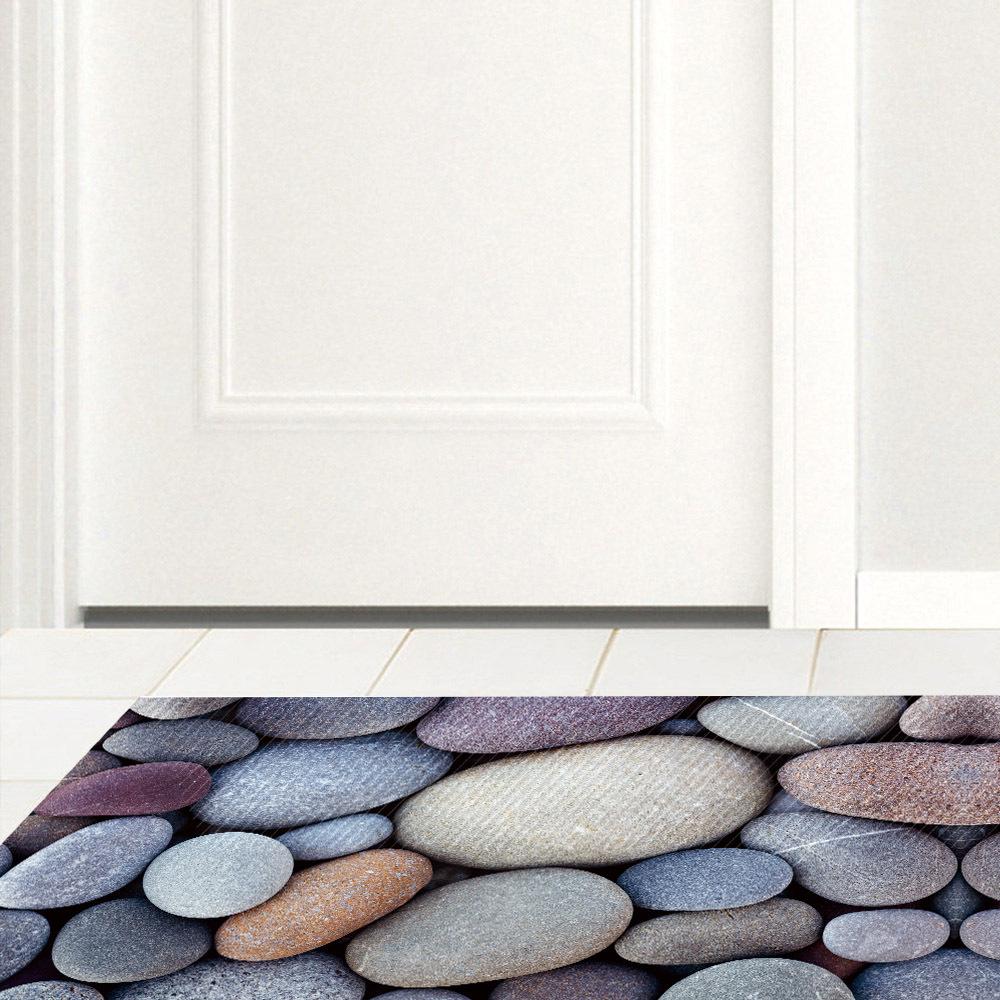 Buy 3D Stone Printed Long Floor Mats Non-Slip Kitchen Carpet Pebble ...