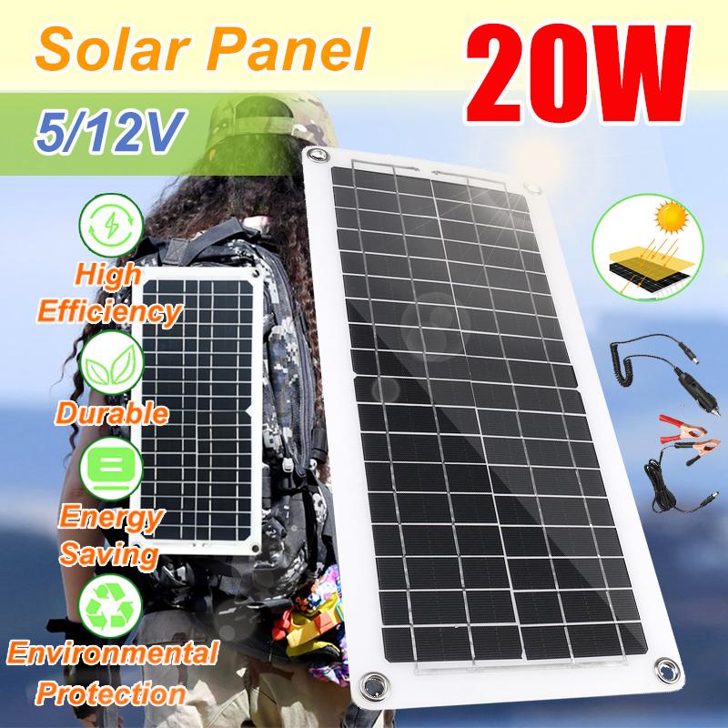 20W Waterproof Solar Panel Dual USB Output Solar Cells Poly Solar Panel ...