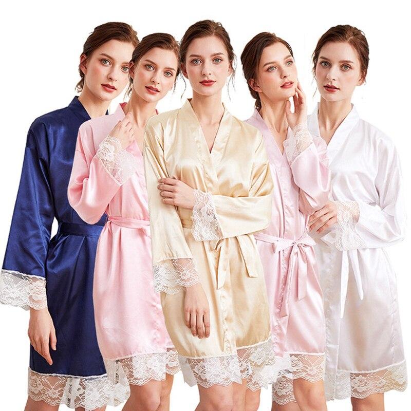 Buy Silky Sleepwear Wedding Bride Bridesmaid Nightwear Sexy Lace ...