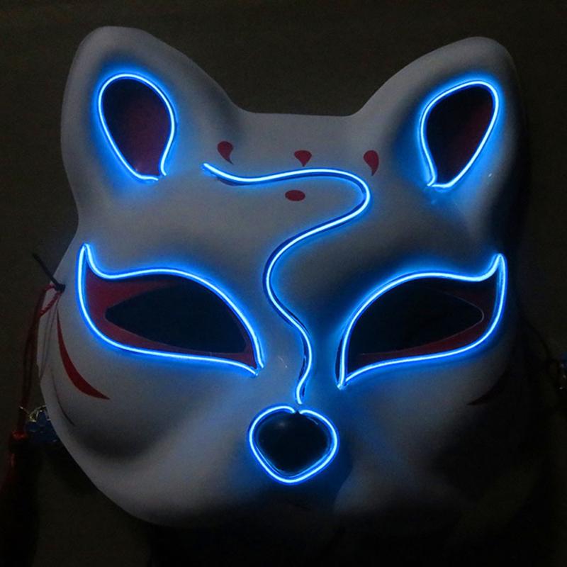 Half-Faced LED Light Emitting Japanese styel Mask for Halloween Dress ...