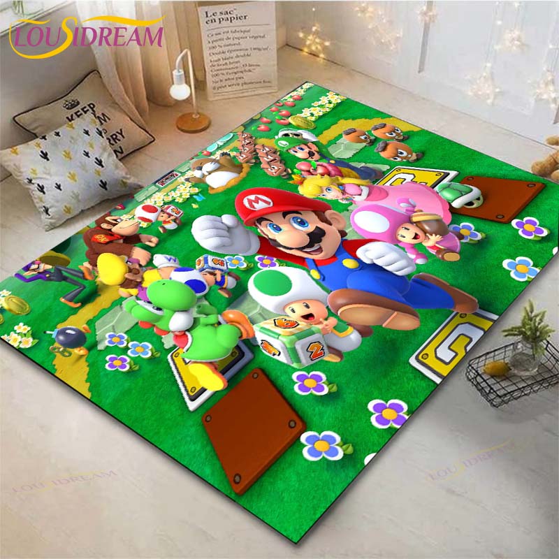 Cartoon Mario Bros Carpets Kids Crawling Carpets Living Room Tea Table ...