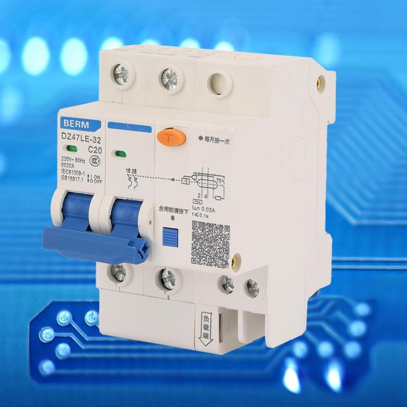 Buy DZ47LE-32 2P+2 C20 20A 230V Miniature RCCB Residual Current Circuit ...