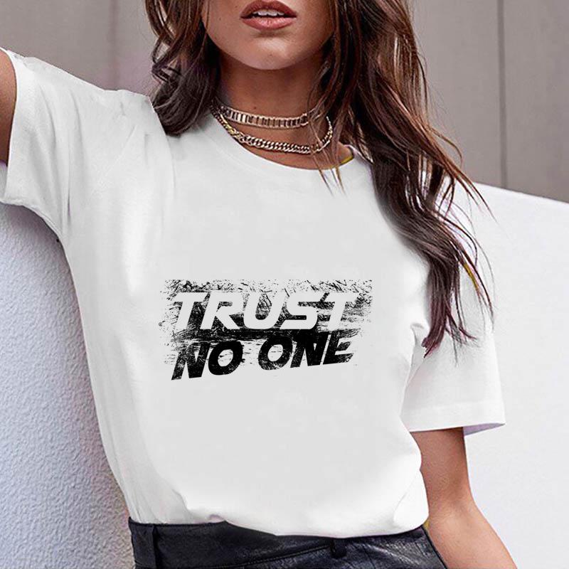 Buy Women White Top Trust No One T Shirt at affordable prices — free ...