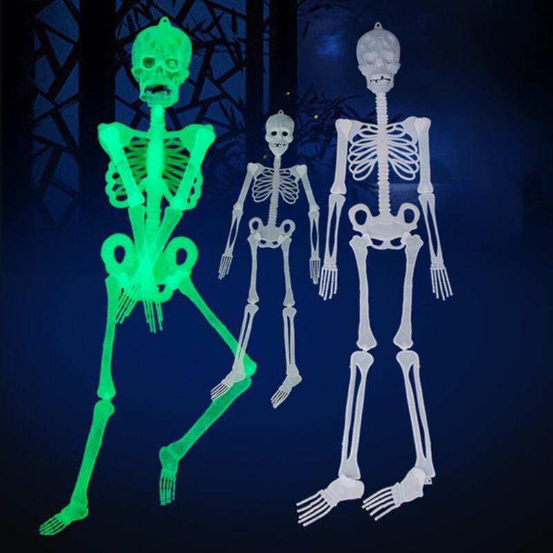 Buy Luminous Hanging Human Skeleton Scary Plastic Skull Halloween Party ...
