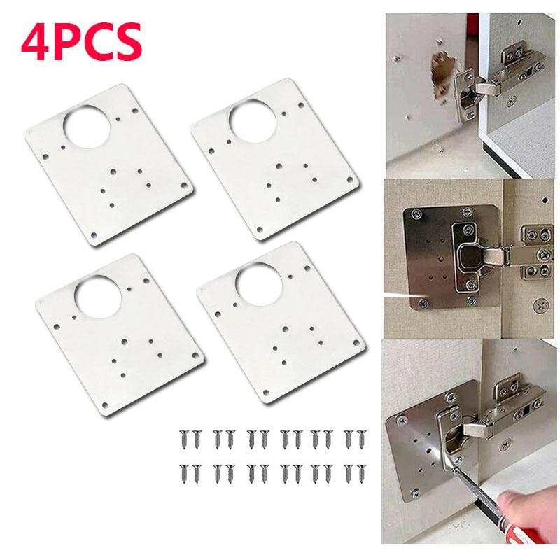 Cheap 4Pcs Hinge Repair Plate Kitchen Unit Cupboard Door Repair Mount Tools | Joom