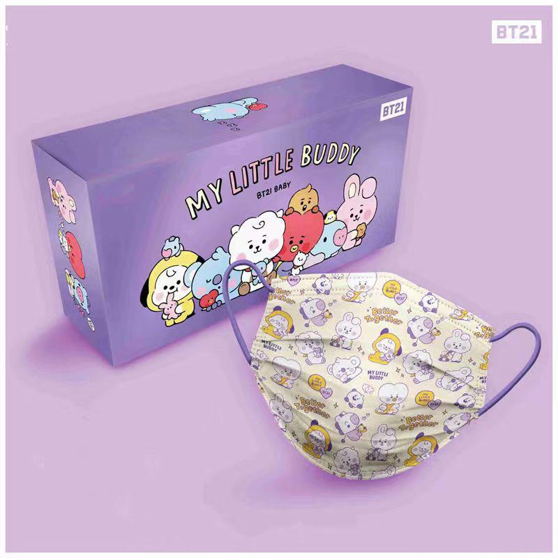 10/30/50 Pcs BT21 Disposable Mask Half Face Mask Unisex Cute Printed ...