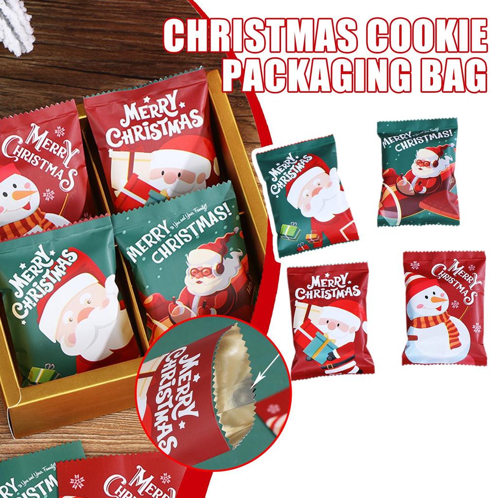 Buy 100pcs/set Christmas Cookie Packaging Bag For Handmade Hot Bags ...