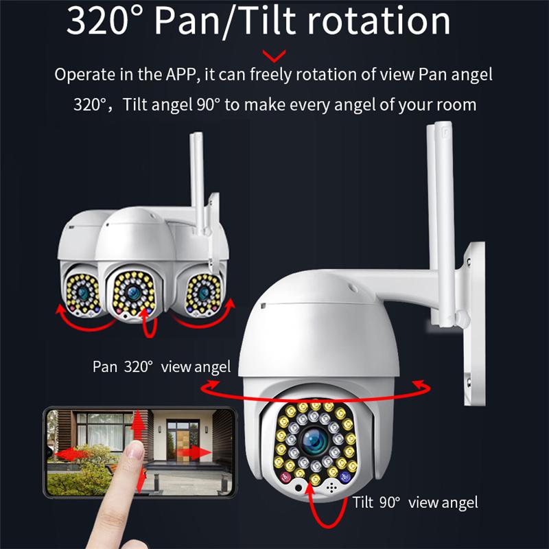 32 LED Red+Blue Lights IP Camera Onvif WiFi 5MP HD 1080P Wireless Speed ...