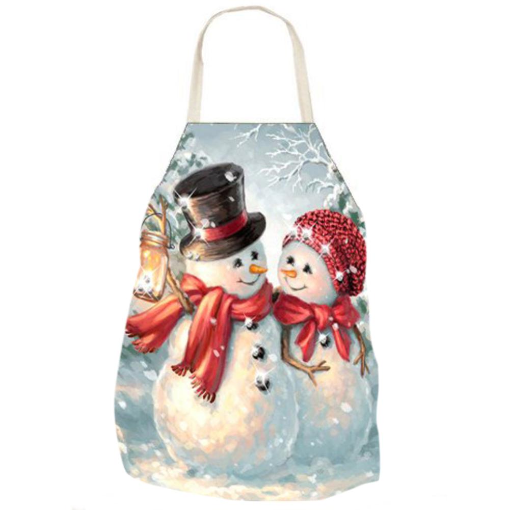 Buy Christmas Snowman Printed Women Aprons Waterproof Linen Oil-proof ...