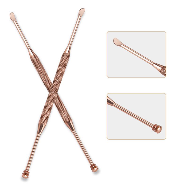 Buy 1PC Rose Gold Double Head Stainless Steel Spiral Ear Spoon Ear ...