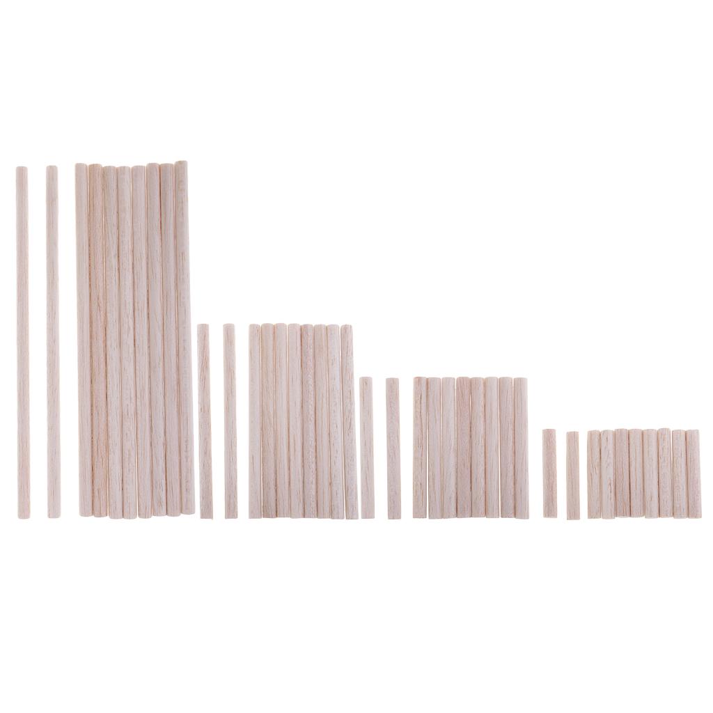 Buy 40 Pieces Round Balsa Unfinished Wood Craft Stick Dowel Rod 200/120 ...