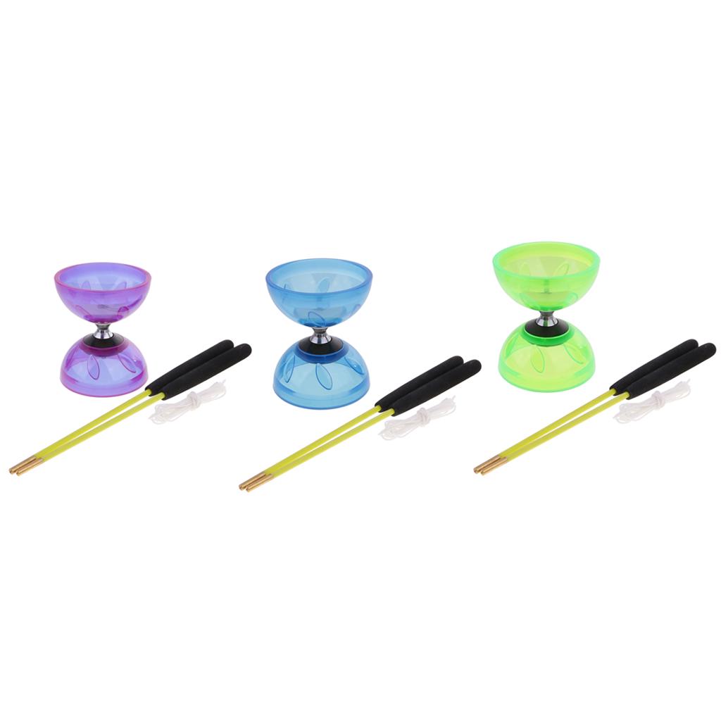 Buy 3 Colors 10.5cm Triple Bearing Juggling Diabolo Toy with Sticks ...